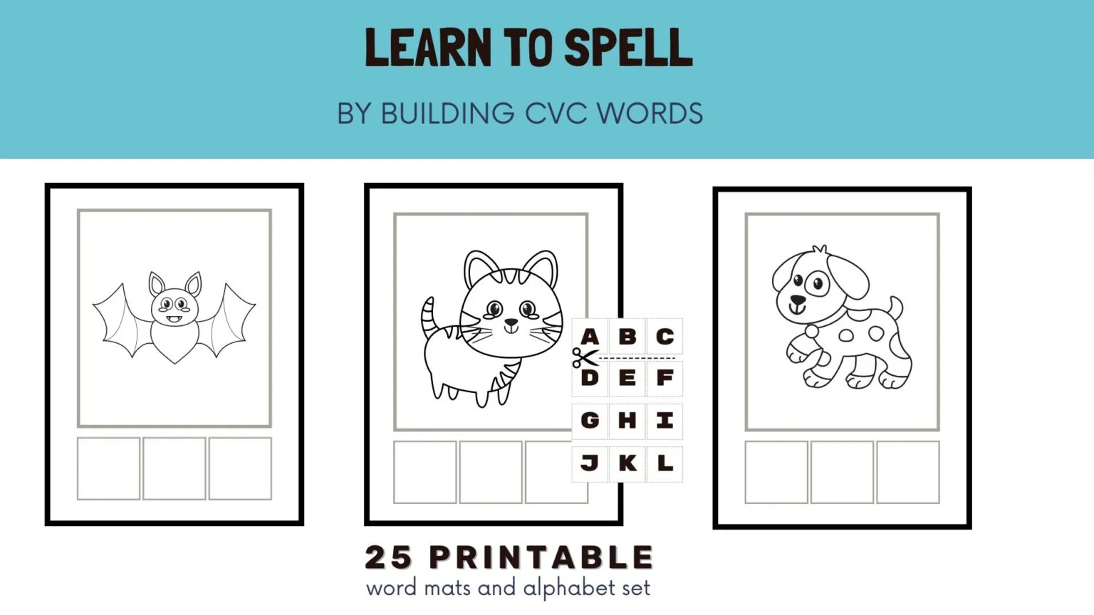 Learn to Spell by building CVC Words - Free Worksheets