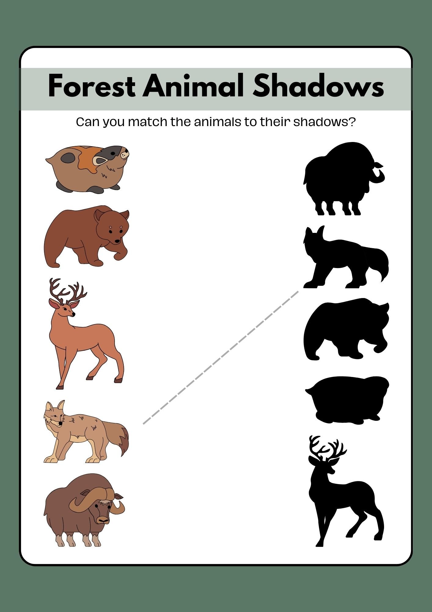 Shadow and Image Matching Worksheet For kids - Free Worksheets