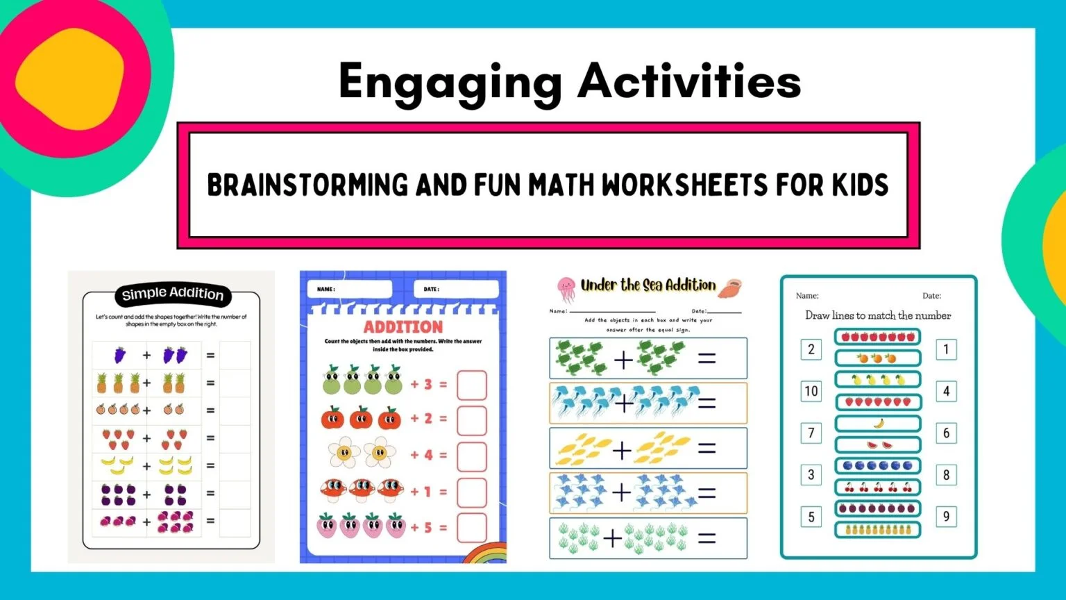 Brainstorming and Fun Math Worksheets for Kids: Engaging Activities ...