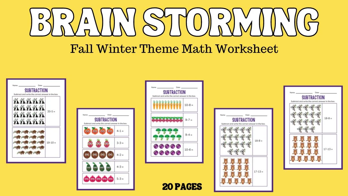 Fall Winter Theme Math Worksheet for Kids | Fun Seasonal Math ...